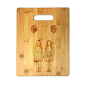 Creepy Scary Hallway Twins Horror Film Movie Parody Laser Engraved Bamboo Cutting Board - Wedding, Housewarming, Anniversary, Birthday, Father's Day, Gift