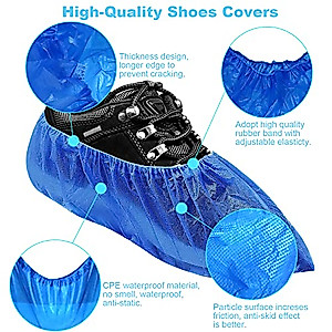 200Pcs/100Pairs Waterproof Shoe Covers Disposable Non Slip, Disposable Shoe Covers for Indoors, Premium Shoes Protectors Boot Covers, CPE Plastic Shoe Booties for Shoes Covers, Fit All Men&Women DHOOZ