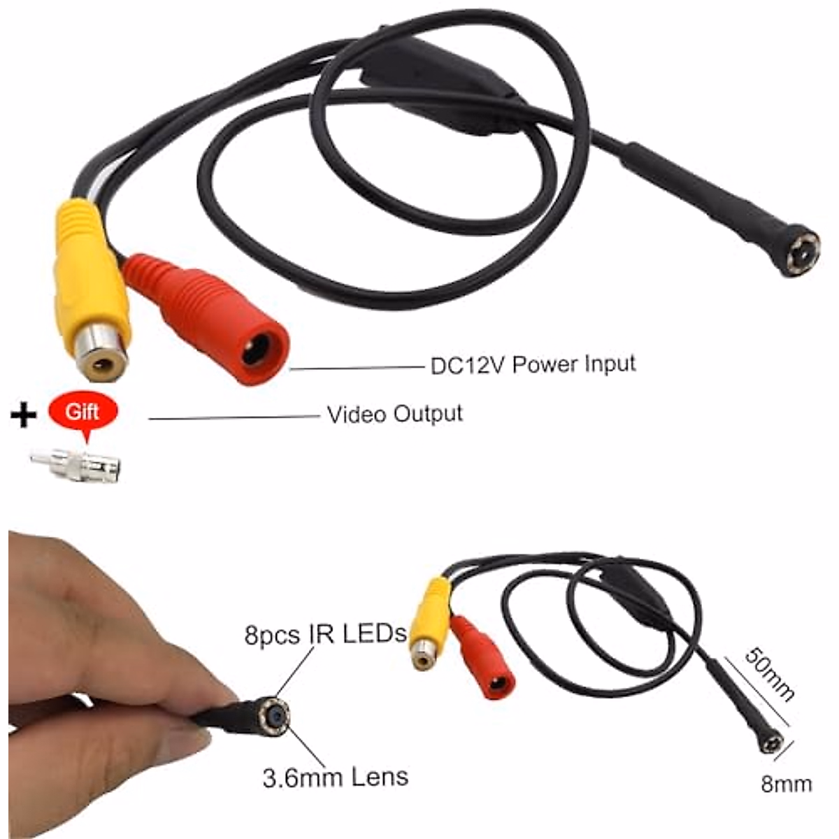 CCTV Hd Mini Pinhole Security Camera 90degree 1000tvl 6PCS Infrared IR LEDs Night Vision Pipe Snake Hidden Mini CCTV Surveillance Camera for Indoor use