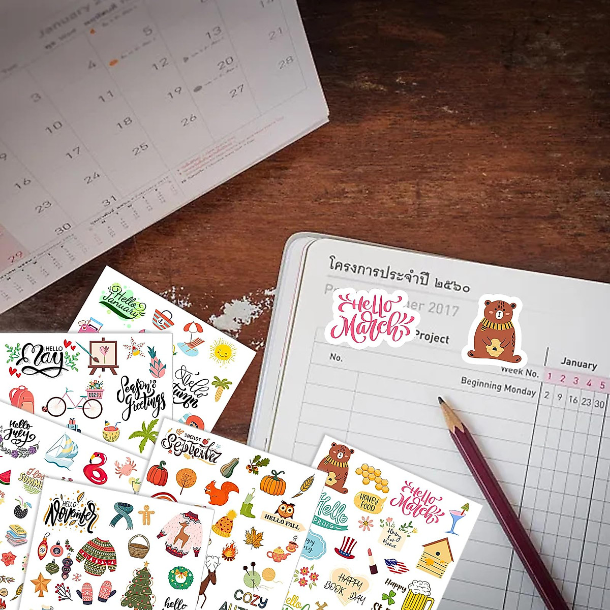 CIEMODA Holiday Seasonal Planner Stickers,Scrapbook Stickers,Vintage Seasonal Sticker,Daily Planners,Calendar Stickers for Adults Women Girls
