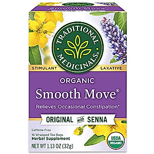 Traditional Medicinals Tea, Organic Smooth Move, Relieves Occasional Constipation, Senna, 48 Tea Bags (3 Pack)
