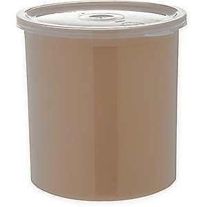 Carlisle FoodService Products Round Storage Container with Lid, 1.2 Quart Crock, Beige
