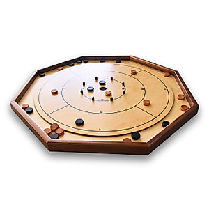 The Deluxe (Walnut Rail) - Traditional Octagon Crokinole Board Game Set