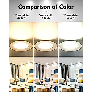 12 Pack LED Recessed Lighting 6 Inch, 3000K/4000K/5000K Selectable Canless 6 inch led recessed light, Dimmable 6in Recessed Lighting LED,12W 1200LM (110W Eqv.) CRI90 Wafer Lights 6 inch -IC Rated