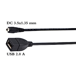 zdyCGTime USB 2.0 AFemale to DC 3.5x1.35mm Female Adapter Cable 5 Volt DC Barrel Power Jack Charging Cable for Tablet, Electronic Dog, Access Control Attendance (28CM/11inch F/F, DC 3.5x1.35mm-2packs)