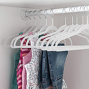 Simplify Kids 25 Pack Velvet Hangers, Slim Non Slip Design, Space Saver, Colors to Match Any Baby Nursey, White, 25 Count
