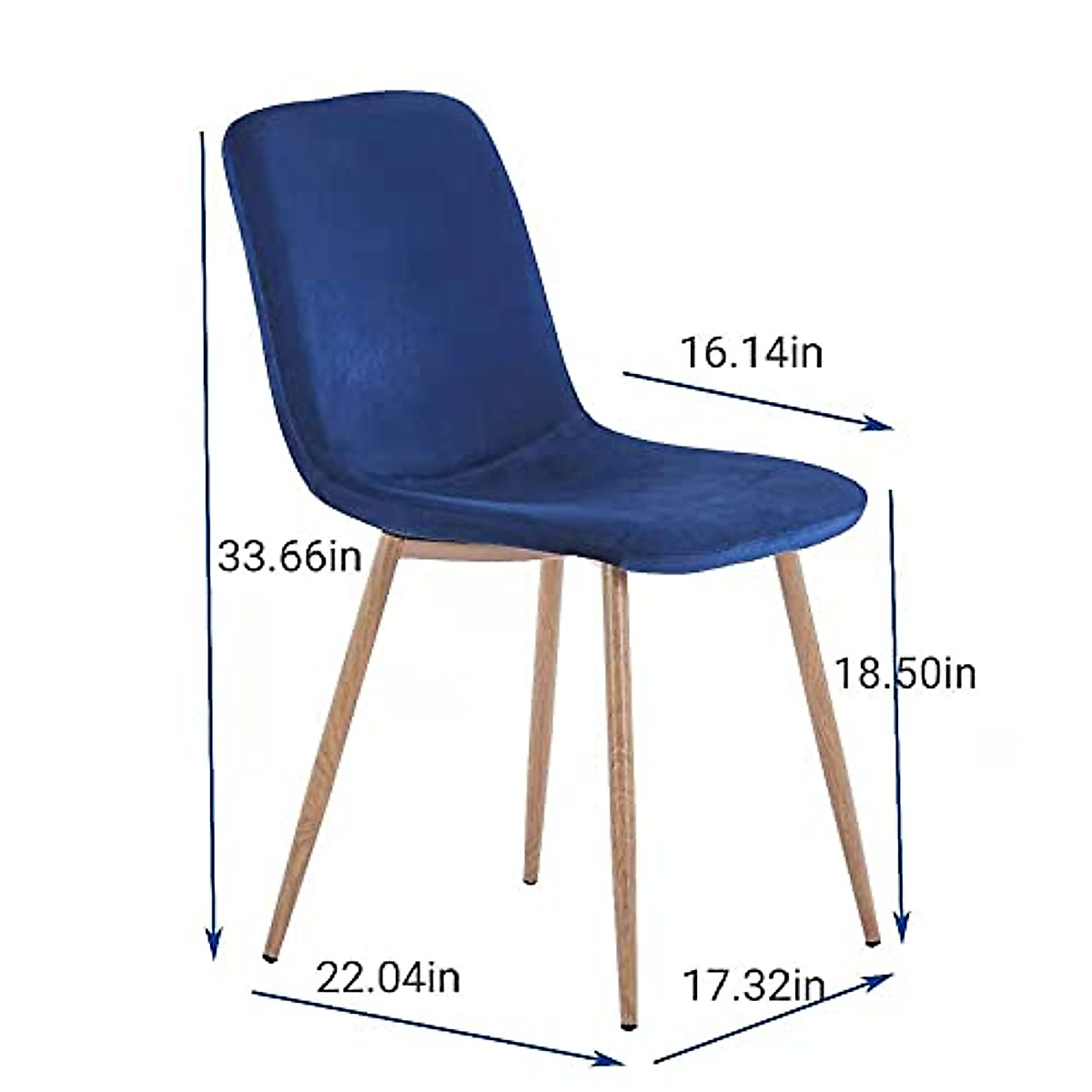 Springfavor Blue Velvet Dining Chairs Set of 4 Kitchen & Dining Room Chairs with Sturdy Metal Legs Upholstered Mid Century Modern Dining Chairs for Living Room/Kitchen/Bedroom