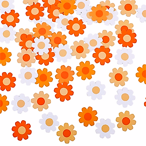 400 Pcs Groovy Daisy Confetti Retro Flower Confetti Paper Boho Table Confetti Groovy Party Decorations Bridal Baby Shower Wedding Engagement Party Decorations