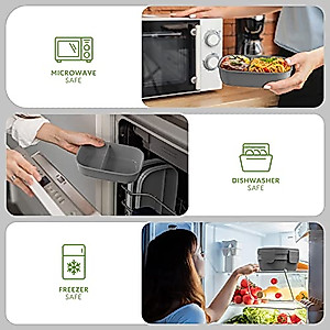 3 Stackable Lunch Containers for Adults/Kids, Modern Minimalist Design Bento Box with Utensil Set, Leak-Proof Lunchbox Bento Box for Dining Out, Work, Picnic, School