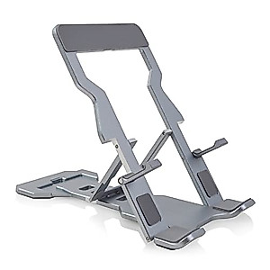 QiBok Aluminum Alloy Foldable Phone Stand, Portable Cell Phone Stand for Desk and Adjustable Height, Cell Phone Holder Cradle Dock Compatible Most of Phone