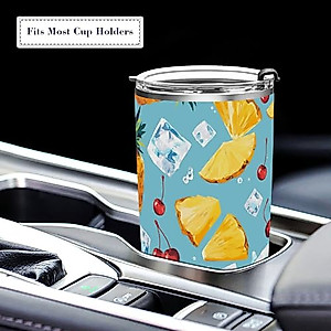 sanluoli Summer Fresh Fruits Blue Stainless Steel thermal cups with Straw Leak Resistant Flip coffee mug for Home, Office or Car Aesthetic tumblers with lids 20 OZ