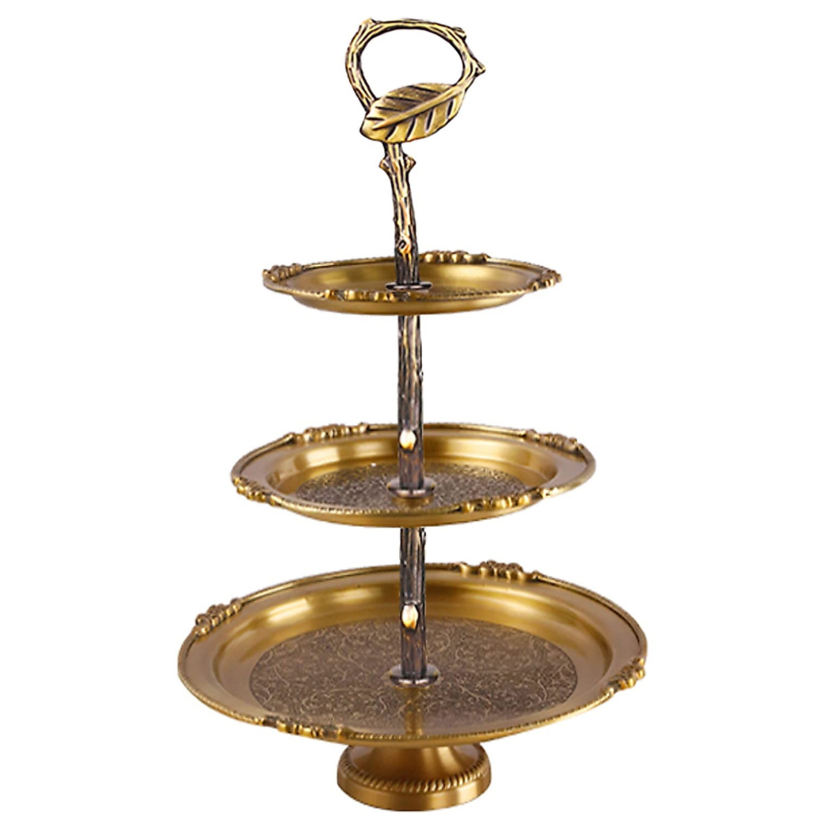 3-Tier 13.5’’ Cupcake Stand Hardware Fittings, Metal Mold Crown Holder DIY Making for Fruit Plate Cake Stand Snack Tray Replacement Parts for Tea Party Wedding Decoration (6 Sets - Retro Gold Leaf)