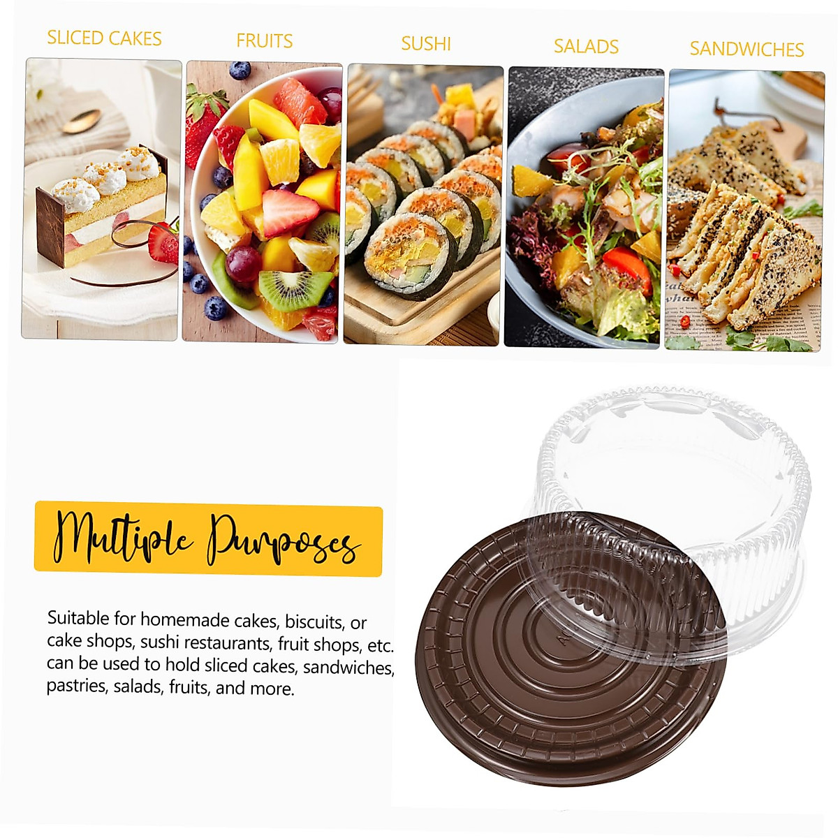 BRIGHTFUFU Plastic Cake Boxes 8 Inches Pastel Round Single Cupcake Cases Disposable Material 20 Pieces Color