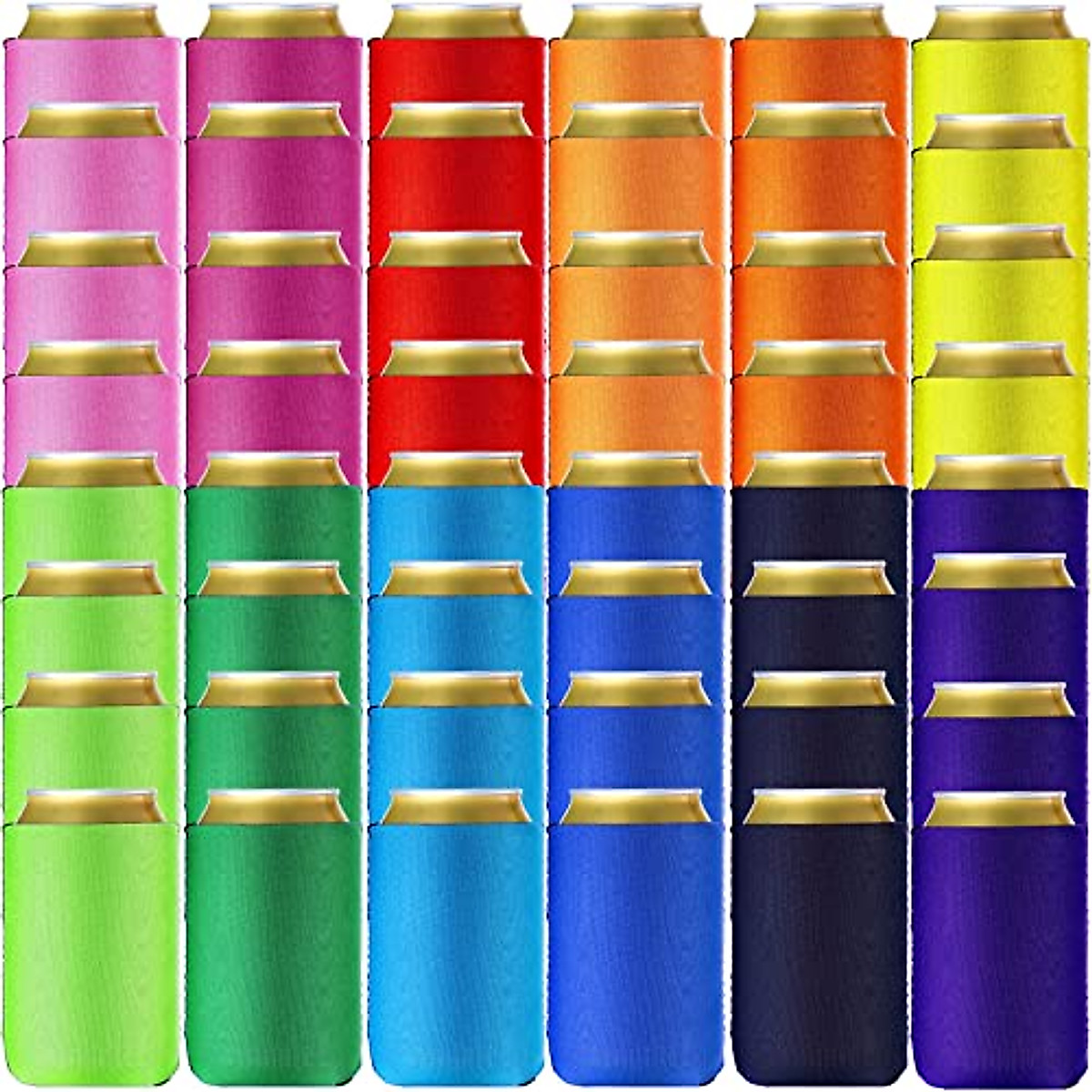 60 Packs Blank Can Cooler Sleeves Sublimation Soda Can Covers Neoprene Can Sleeve Beer Drink Sleeve Drink Insulator Sleeve Beer Can Coolers for Weddings Party Beverages HTV Projects, 12 Colors