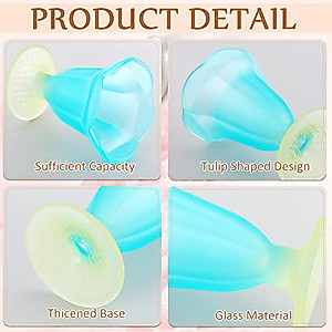 6 Pcs 7.5 oz Glass Tulip Sundae Cups Ice Cream Bowls Parfait Glasses Frosted Footed Vintage Dessert Cup for Milkshake Candy, Pink, Yellow, Blue, 5.31 x 3.94 x 3.15 Inch