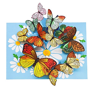 Liif Butterfly 3D Greeting Pop Up Thinking Of You Card, All Occasions, Sympathy, Just Because, Mothers Day, Birthday Card For Wife, Mom, Grandma | With Message Note & Envelop | Size 7" x 5"
