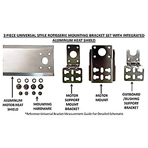 OneGrill Chrome Steel Universal Style Grill Rotisserie Mounting Bracket Set with Integrated Aluminum Heat Shield