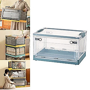 Multipurpose Storage Box Storage Organizer with Lids Folding Storage Bucket Dirty Clothes Case for Ties Socks Towel Toys Organization, Light Blue