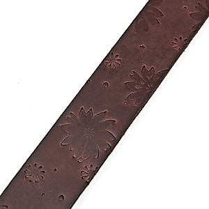 Eddie Bauer Women's Casual Leather Belts, One Size Fits Most, Floral Tooled-Brown, Medium