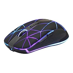 Rii RM200 2.4G Wireless Mouse with USB Nano Receiver, 5 Buttons Rechargeable Mouse,Colorful Backlit RGB Gaming Mouse for Notebook,PC,Computer-Black