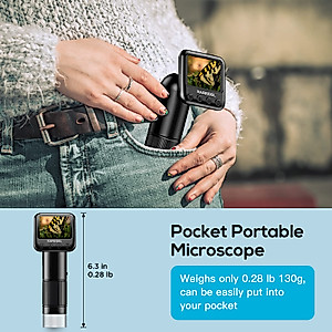 RAREIDEL Digital Microscope with 2" LCD Screen, 400X-800X HD Handheld Portable Pocket Microscope for Kids, Mini Coin Microscope Camera Magnifier, 6 LED Lights Adjustable, USB to PC