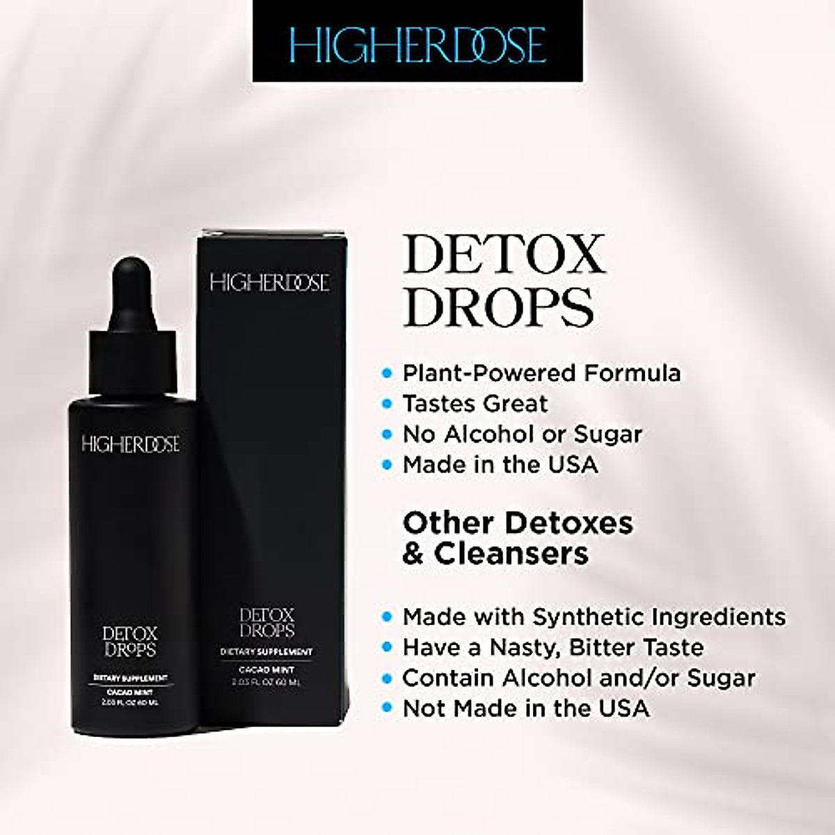 HigherDOSE Detox Drops Skin & Liver Health Supplement – Full Body Cleansing Liquid Chlorophyll Drops for Water with Milk Thistle Extract, Magnesium, Marine Algae Minerals & Beetroot Juice – 60 mL