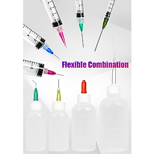 Glue Syringe Needle Tip Squeeze Bottles Set (1ml-50ml), 14G-22G Blunt Needle Tip with Caps, Precision Glue Applicator for Oil, Ink and Art Crafts