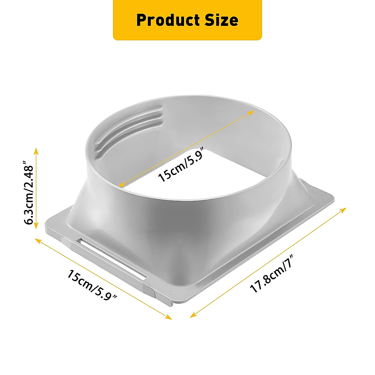 5.9 In Portable Air Conditioner Exhaust Hose Coupler Summer Portable A/C Connector Window Adapter Square Mobile A/C Coupler Connector for Air Conditioning Exhaust Duct, Square to Round(2 Pieces)