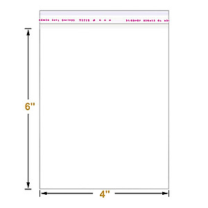 Macoota 200 Pcs 4" x 6" Thick 1.6 Mil Clear Self Sealing Resealable Cellophane Poly Bags Heavy-duty Adhesive Cello Plastic Bags Packaging Bakery Cookie Candy Candle Soap Card Gift OPP Bag