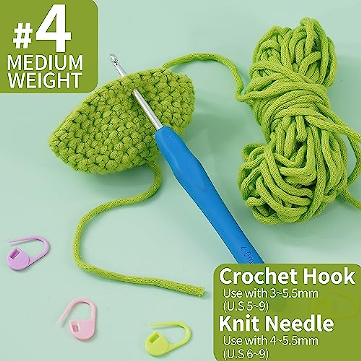 Crochet and Knitting Yarn for Beginners 3x1.76oz Yarn for Crocheting with Easy-to-See Stitches Chunky Cotton-Nylon Blend Easy Yarn Kit for Beginner Crocheting Set 262 Yards, Yellow&White&Orange