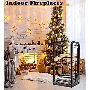 Artibear 4ft Outdoor Firewood Rack With Indoor Small Wood Storage Holder for Fireplace, Black