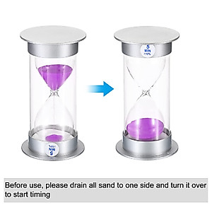 PATIKIL 5 Minute Sand Timer, Sandy Clock with Plastic Cover Count Down Sand Glass for Games, Kitchen, Party Favors DIY Decoration, Blue Sands