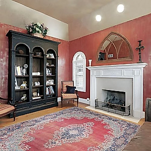 DECOMALL Maila Washable Rug Indoor 5x8, Rugs with Rubber Backing, Non Slip Area Rug, Foldable Rug Thin, Traditional Bohemian Red Rug for Bedroom, Living Room, rv Carpet, Machine Washable Carpets