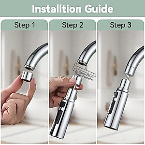 Fozite Pull Down Spray Head for Kitchen Faucet, Sink Aerator, 360° Twist Spray Attachment, 3-Function Spray Mode Design, Faucets Replacement Part for Kitchen Sink, Fits Most Standard Pull-Out Hose