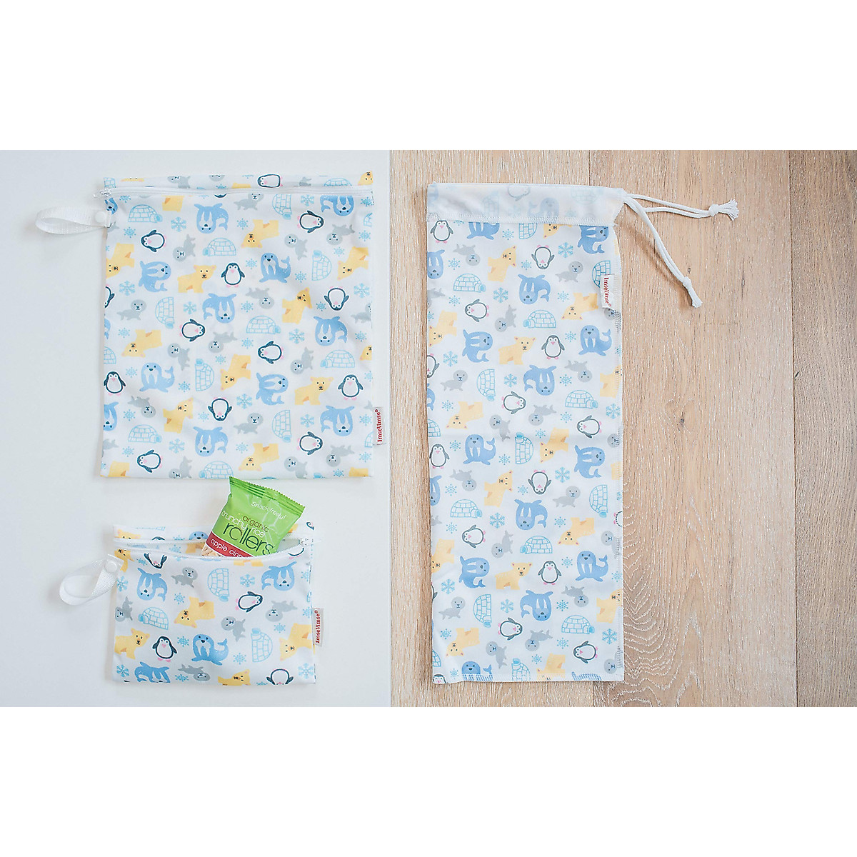 Imse Vimse Reusable Washable Wet Bags for Cloth Diapers (Snowland, Large 14x18)