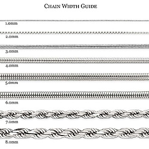 The Black Bow 2.25mm Rhodium Plated Sterling Silver Adjustable Solid Diamond Cut Rope Chain Necklace, 30in