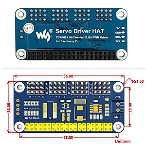 MakerFocus PWM Servo Motor Driver IIC Module 16 Channel PWM Outputs 12 Bit Resolution I2C Compatible with Raspberry Pi 4 3B+ 3B Zero/Zero W/Zero WH and Jetson Nano