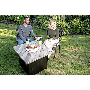Endless Summer, The Harper, Square 30" Outdoor Propane Fire Pit, Includes Black Fire Glass, Table Insert, and Protective Cover