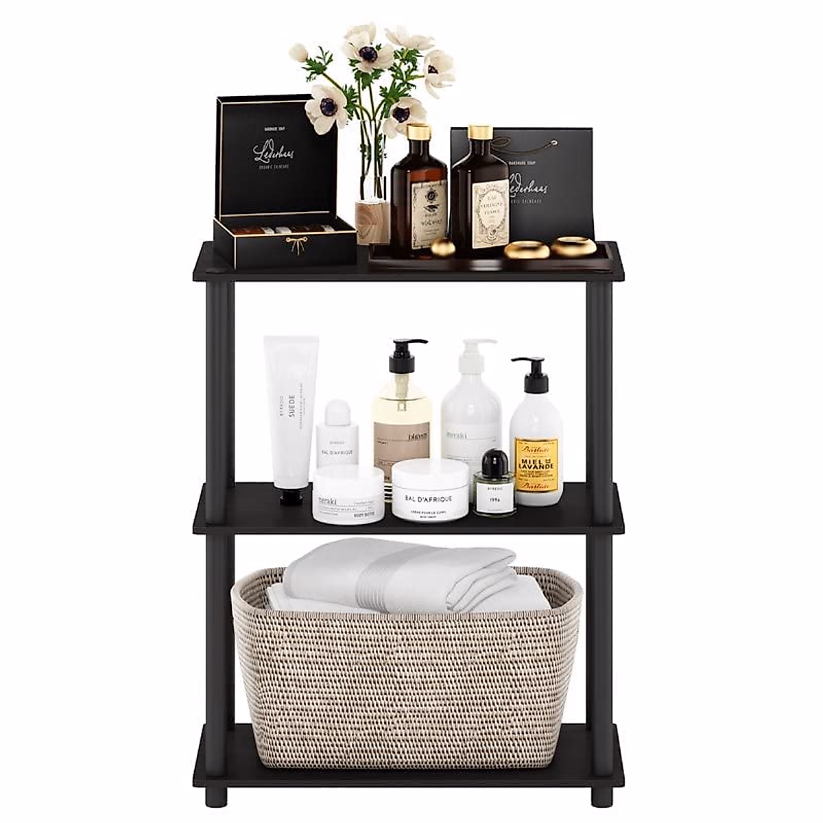 Furinno Turn-N-Tube Display Rack, 3-Tier Single, Espresso/Black