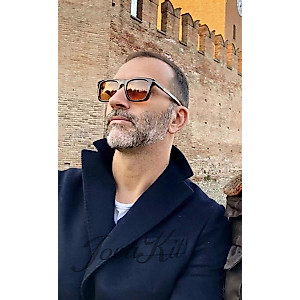 JOVAKIT Fashion Square Sunglasses for Men Women Trendy Flat Lens Sun Glasses Outdoor Sports Driving Sunnies UV400 Protection (Black/Orange)