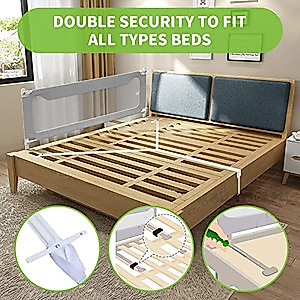 Sephyroth Bed Rails for Toddlers, Upgrade Height Adjustable Baby Bed Rail Guard Specially Designed for Twin, Full, Queen, King Size - Safety Bed Guard Rails for Kids 1 Side:59"(L) ×27"(H)