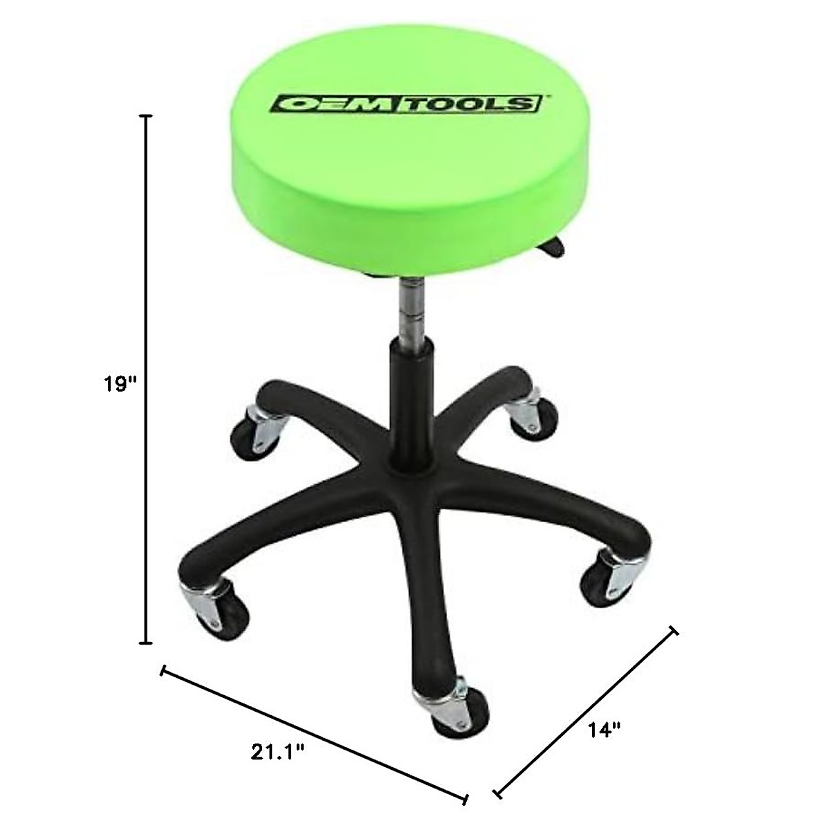 OEMTOOLS 24956 Heavy Duty Pneumatic Rolling Stool, Garage Stool with Wheels, Shop Stool on Wheels, Adjustable Height Stool, Rolling Work Seat, Mechanic Roller Seat