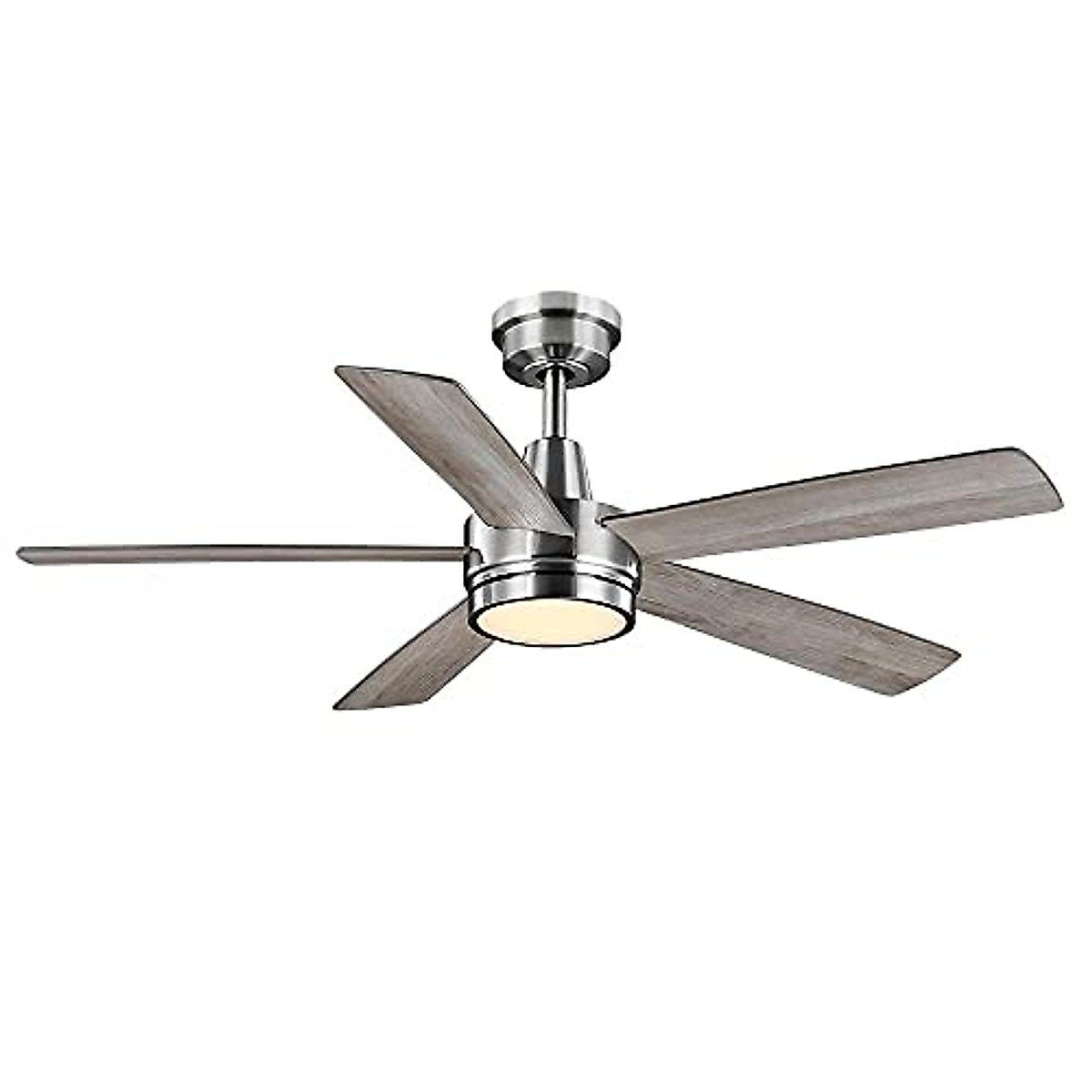 Hampton Bay Fanelee 54 in. White Color Changing Integrated LED Brushed Nickel Smart Ceiling Fan with Light Kit and Remote Control