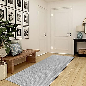 EARTHALL Upgraded Boho Runner Rug 2'x8', Grey Hallway Runner, Light Grey, 100% Woven Cotton Washable Gray Indoor Outdoor Rug Runner 2x8 for Entryway/Kitchen/Laundry Room/Doorway/Bedroom