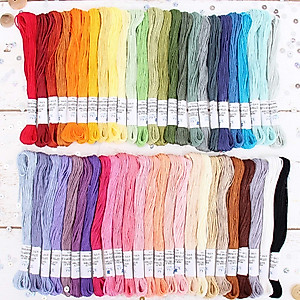 ThreadArt Huge 50 Color Premium Egyptian Long Fiber Cotton Embroidery Floss Thread Kit - Six Strand Set for Hand Embroidery, Friendship Bracelets, Cross stitch and Crafts