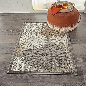 Nourison Aloha Indoor/Outdoor Natural 2'8" x 4' Area-Rug, Tropical, Botanical, Easy-Cleaning, Non Shedding, Bed Room, Living Room, Dining Room, Deck, Backyard, Patio (3x4)
