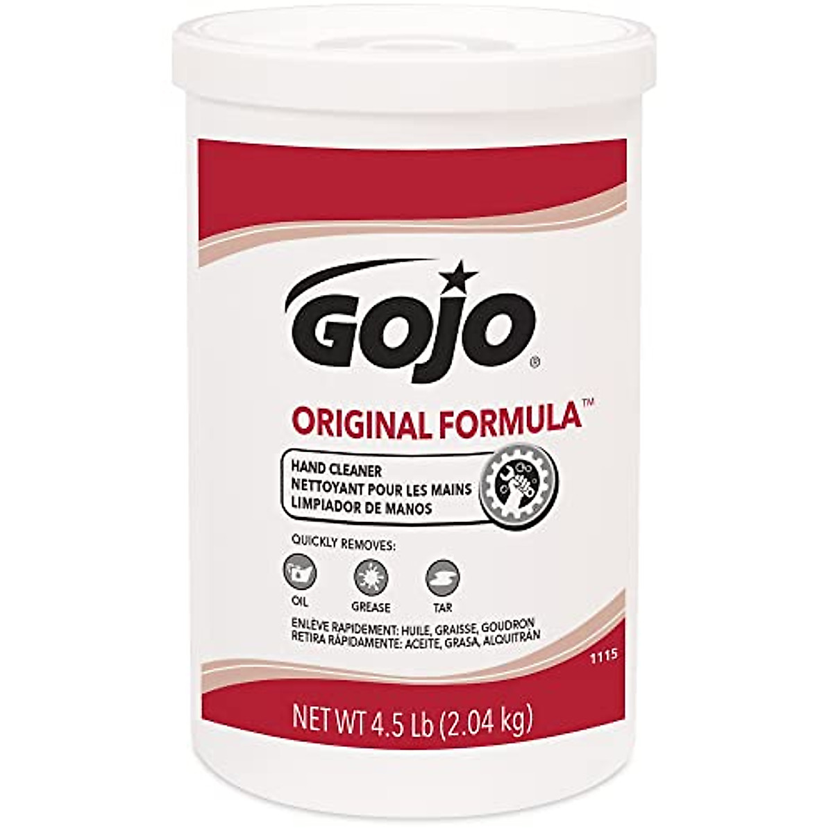GOJO ORIGINAL FORMULA Hand Cleaner, Fragrance Free, 4.5 lb Heavy Duty Waterless Hand Cleaner Canister for GOJO Crème Style Dispenser – 1115-06