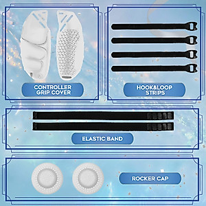 (1 Set) Orzero 1 Pair TPU Controller Cover and Nylon Strap Compatible for Quest 2, Anti-Throw Protective Adjustable Handle for VR Gaming Headset - White
