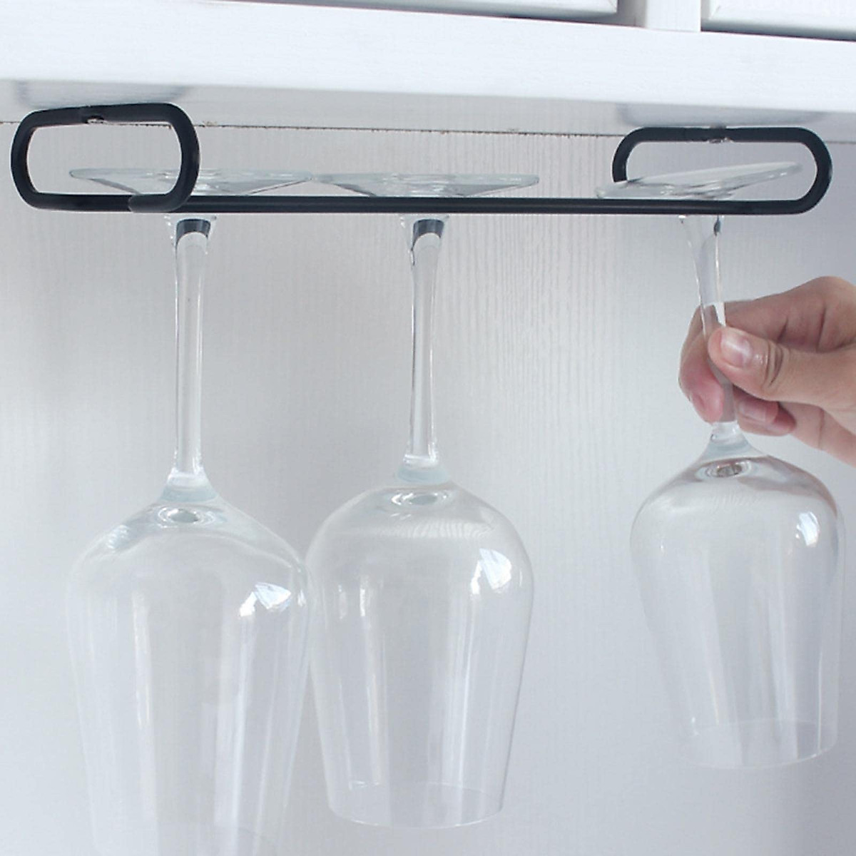 Leefasy Wine Glass Rack Under Cabinet, Wine Glass Organizer, Storage Shelf Stemware Rack