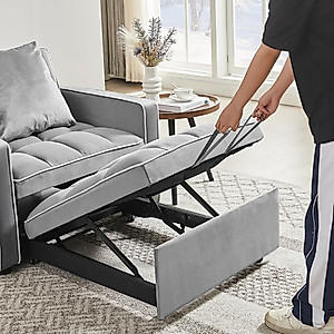 Zenaha Modern Style 3-in-1 Sofa Bed Chair with Adjustable Backrest and Recliner Convertible Sofa Bed Multifunctional Single Sofa Bed for Adults